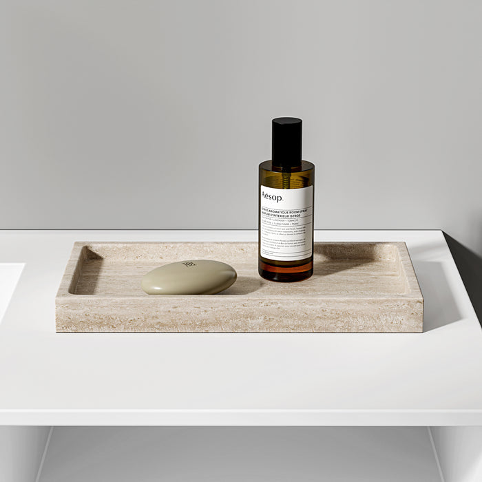 Aurelia Travertine Rectangular Tray