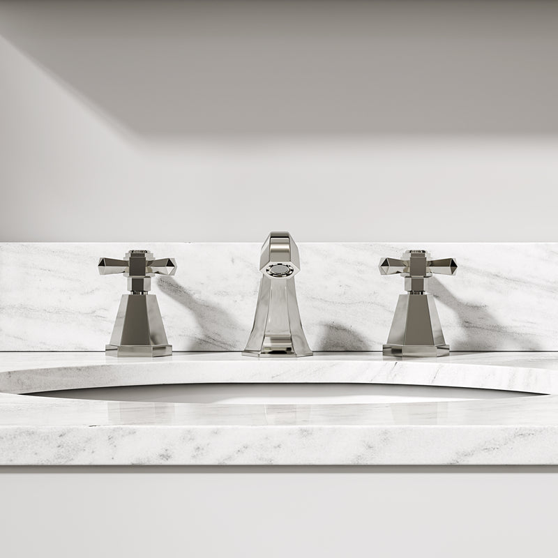 Arlington Polished Nickel Deck Mounted 3 hole Basin Mixer Tap