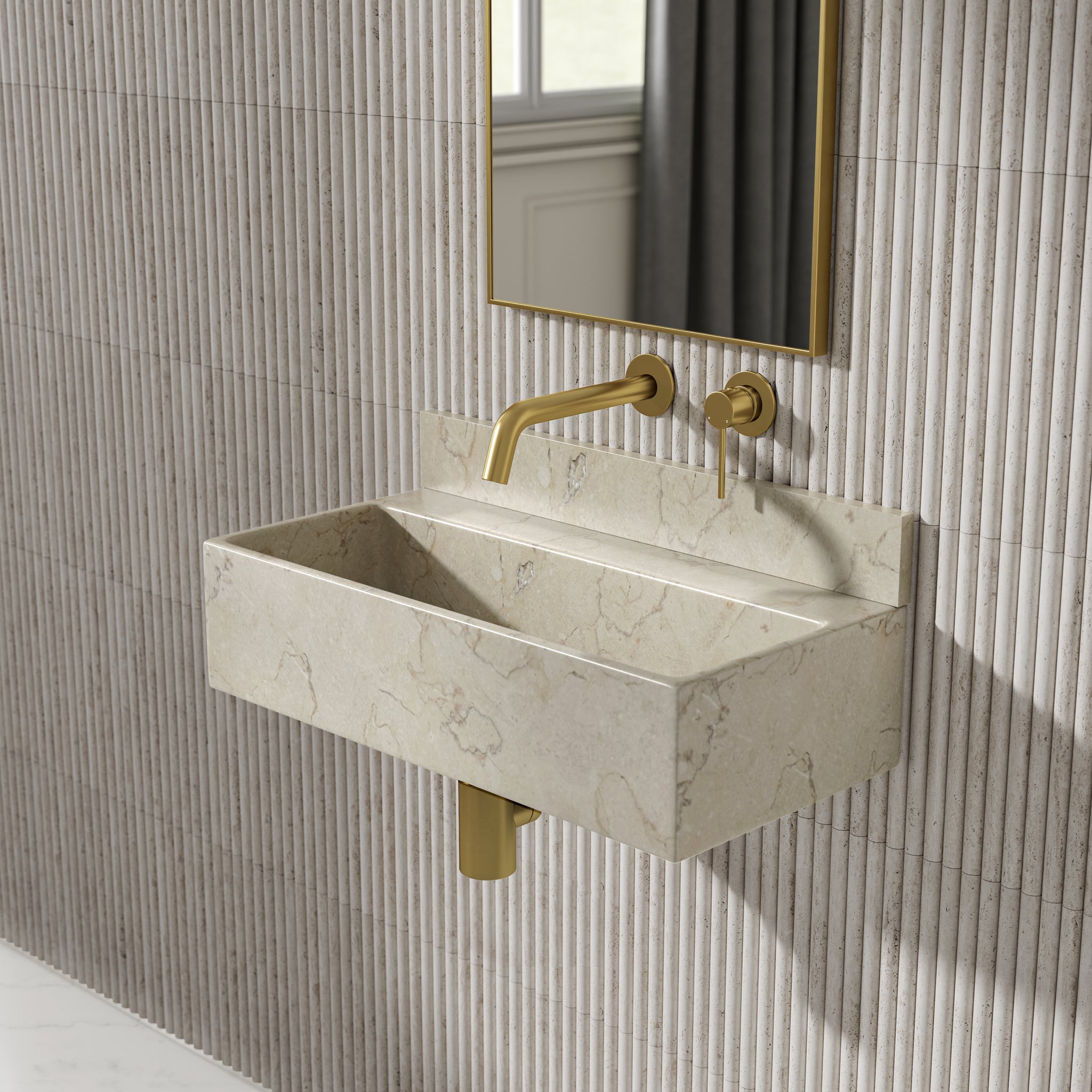 Crema Marfil Marble Upstand 600mm