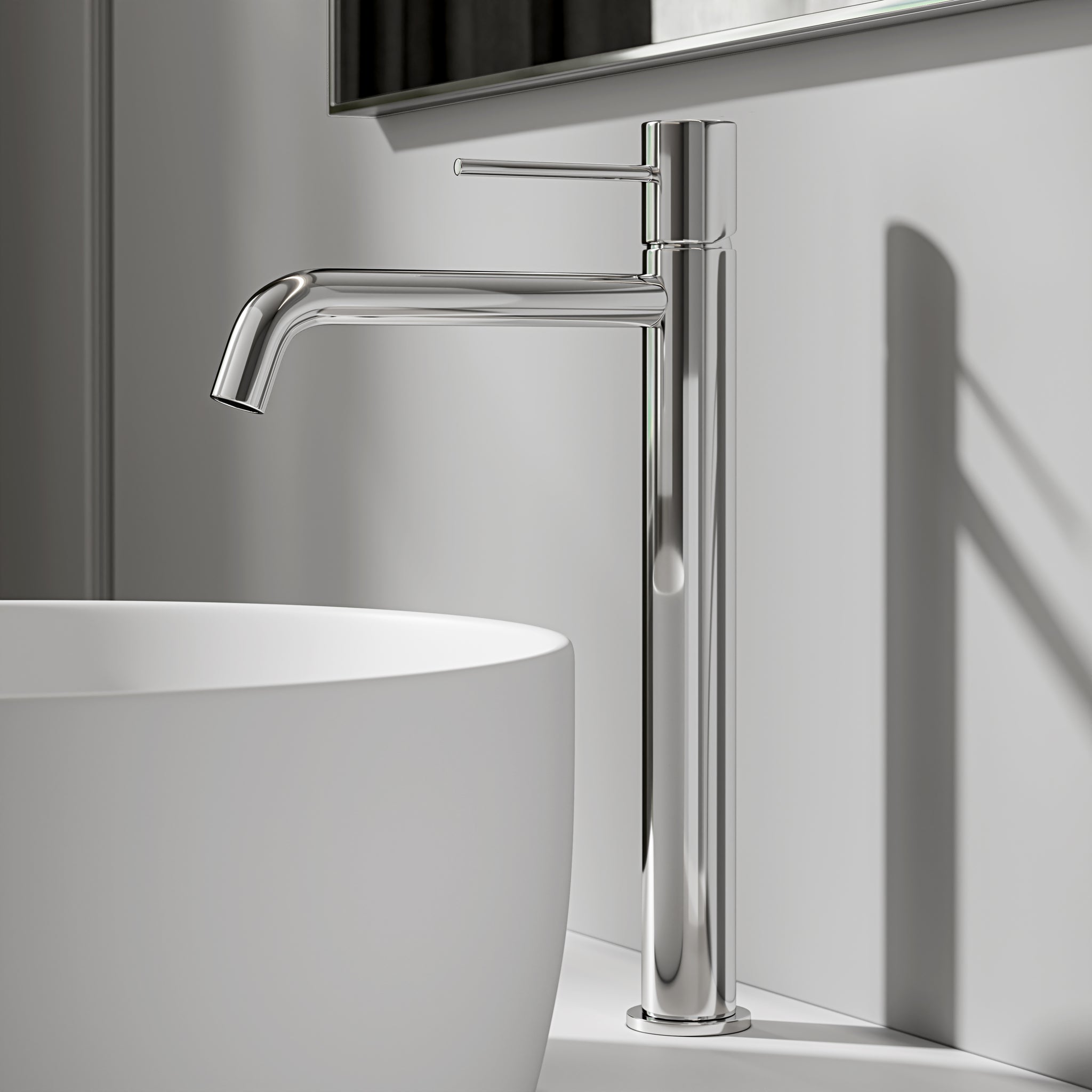 Nuvo Chrome Tall Curved Spout Basin Mixer Tap