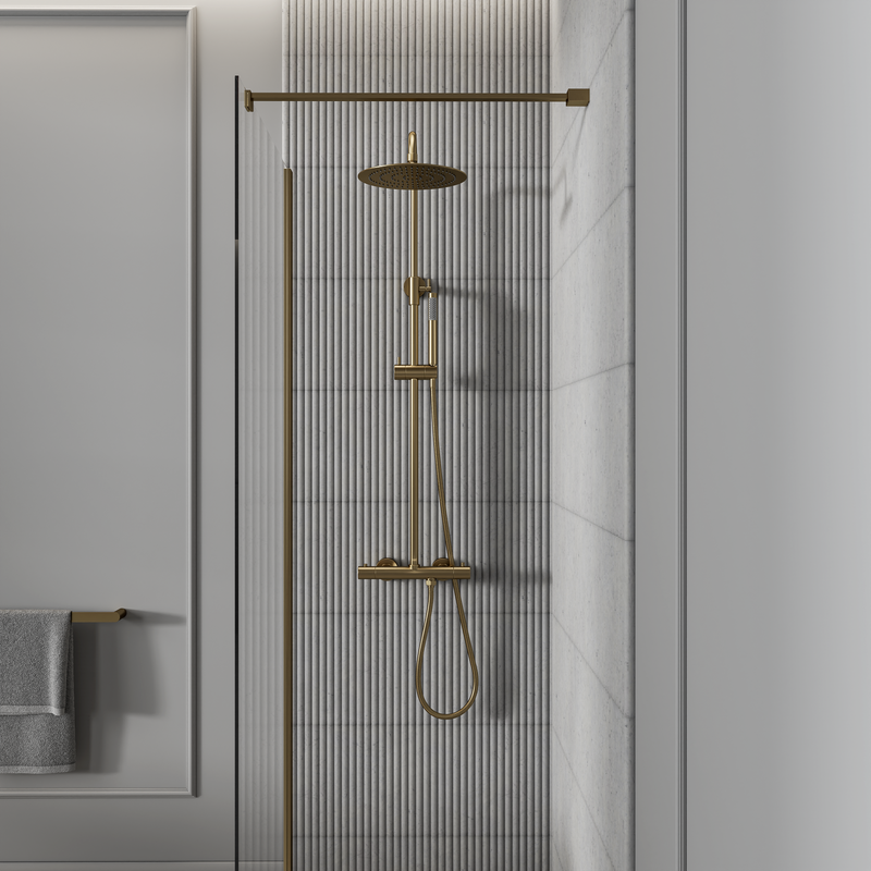 Moreno Brushed Gold Exposed Thermostatic Shower With Riser