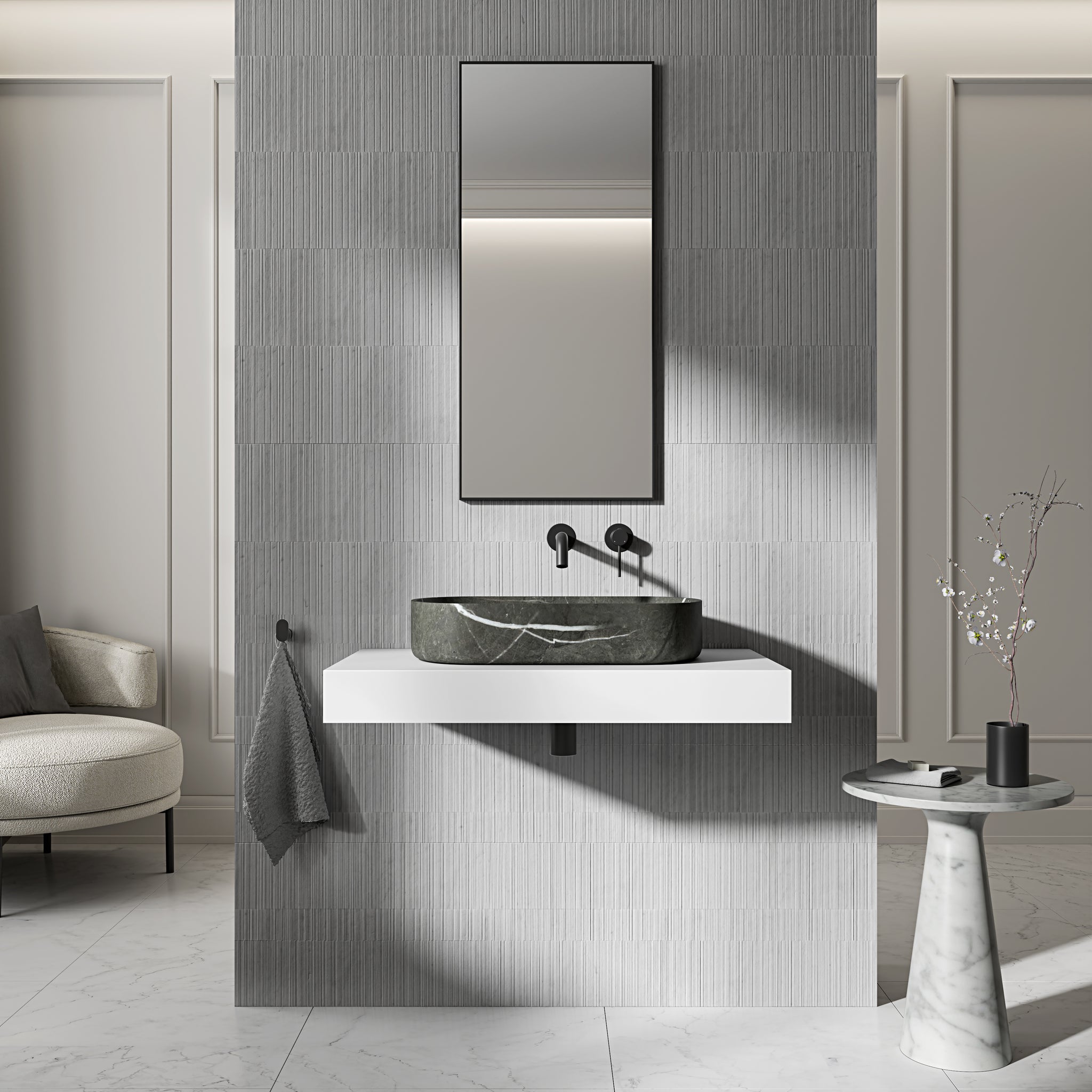 Clere Pietra Grey Marble Countertop Basin 550mm