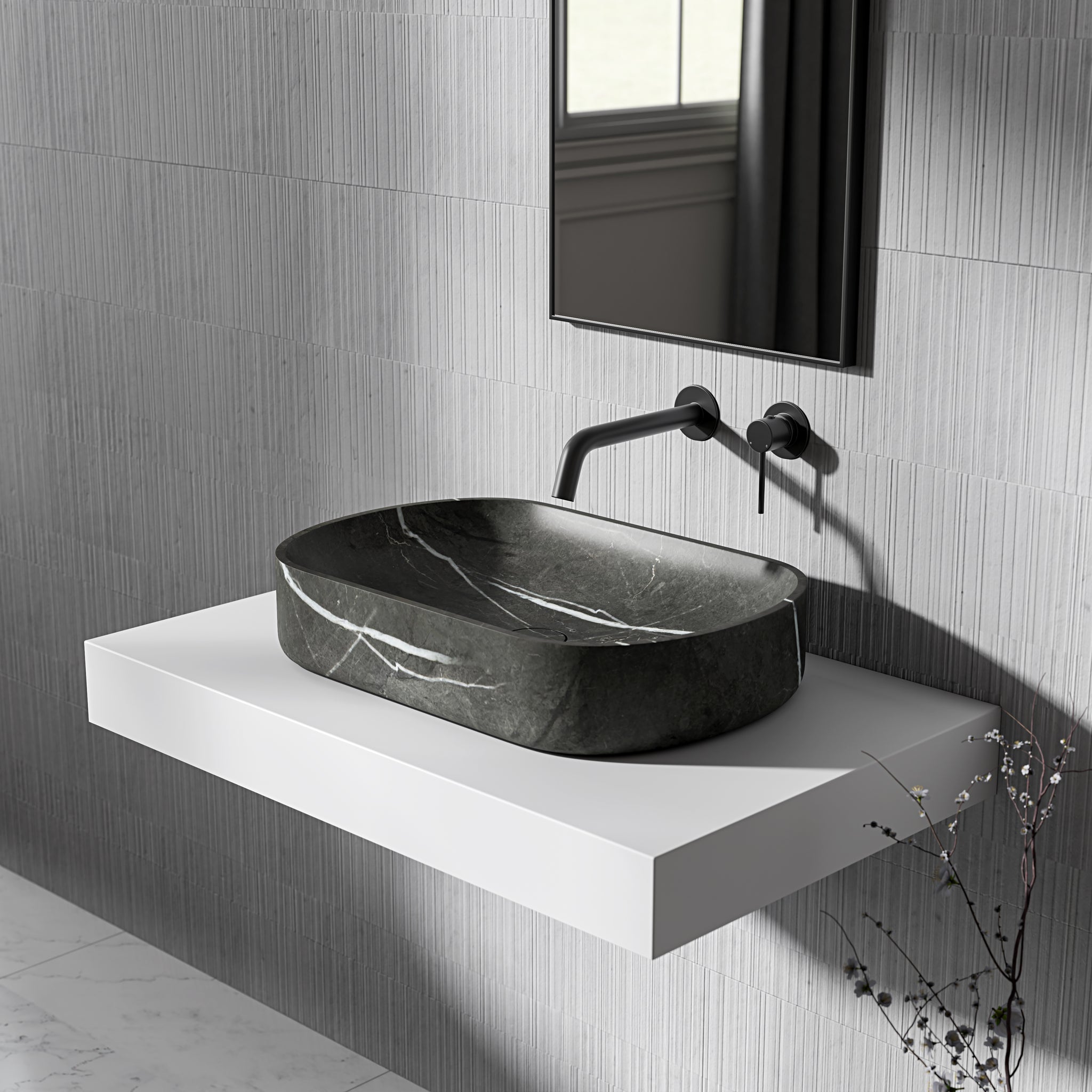 Clere Pietra Grey Marble Countertop Basin 550mm