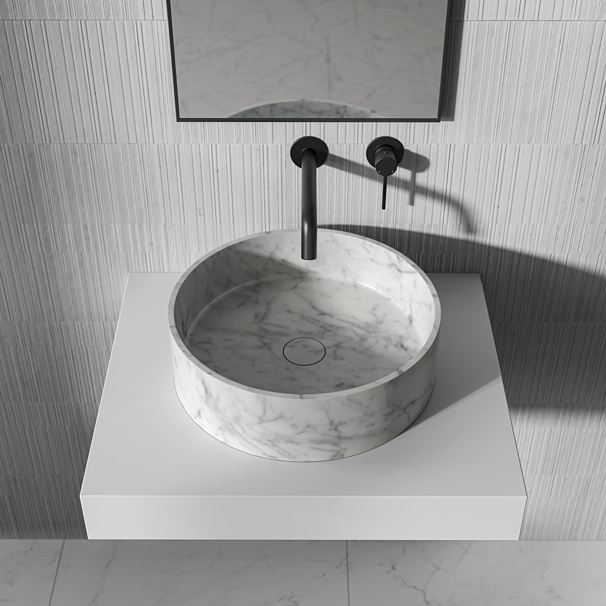 Valle Carrara Marble Countertop Basin 400mm