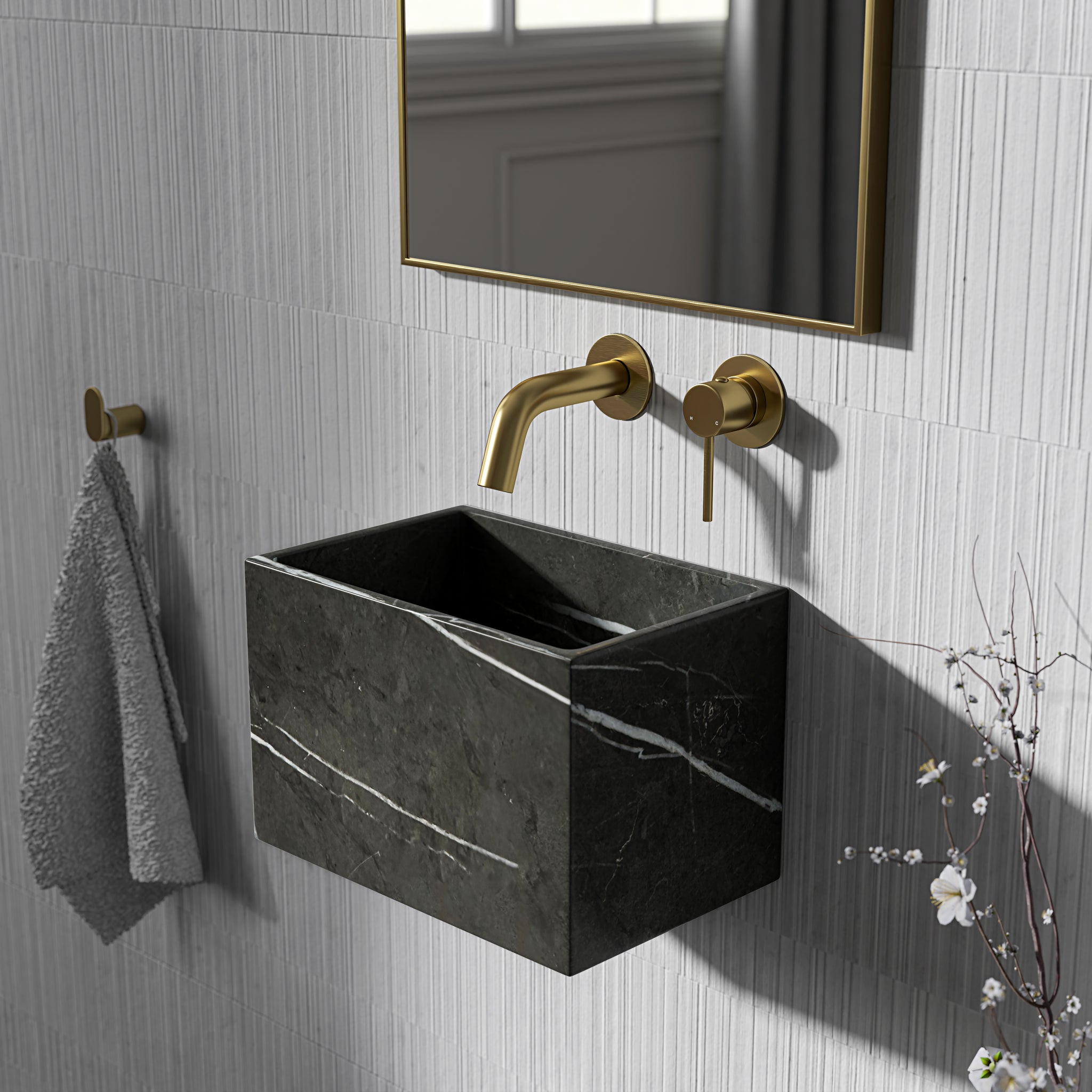 Arden Pietra Grey Marble Wall Hung Basin 300mm