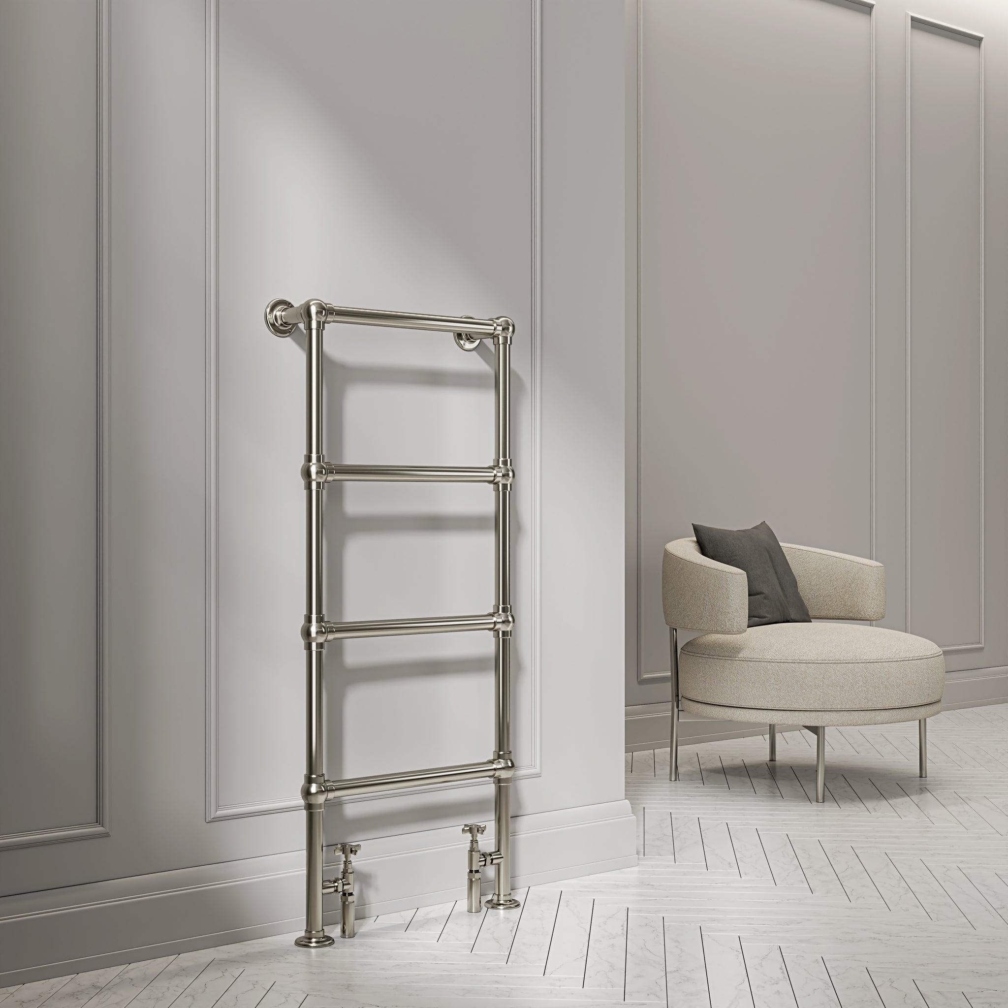 Bella Floor Mounted 4-bar Traditional Heated Towel Warmer Radiator Pol