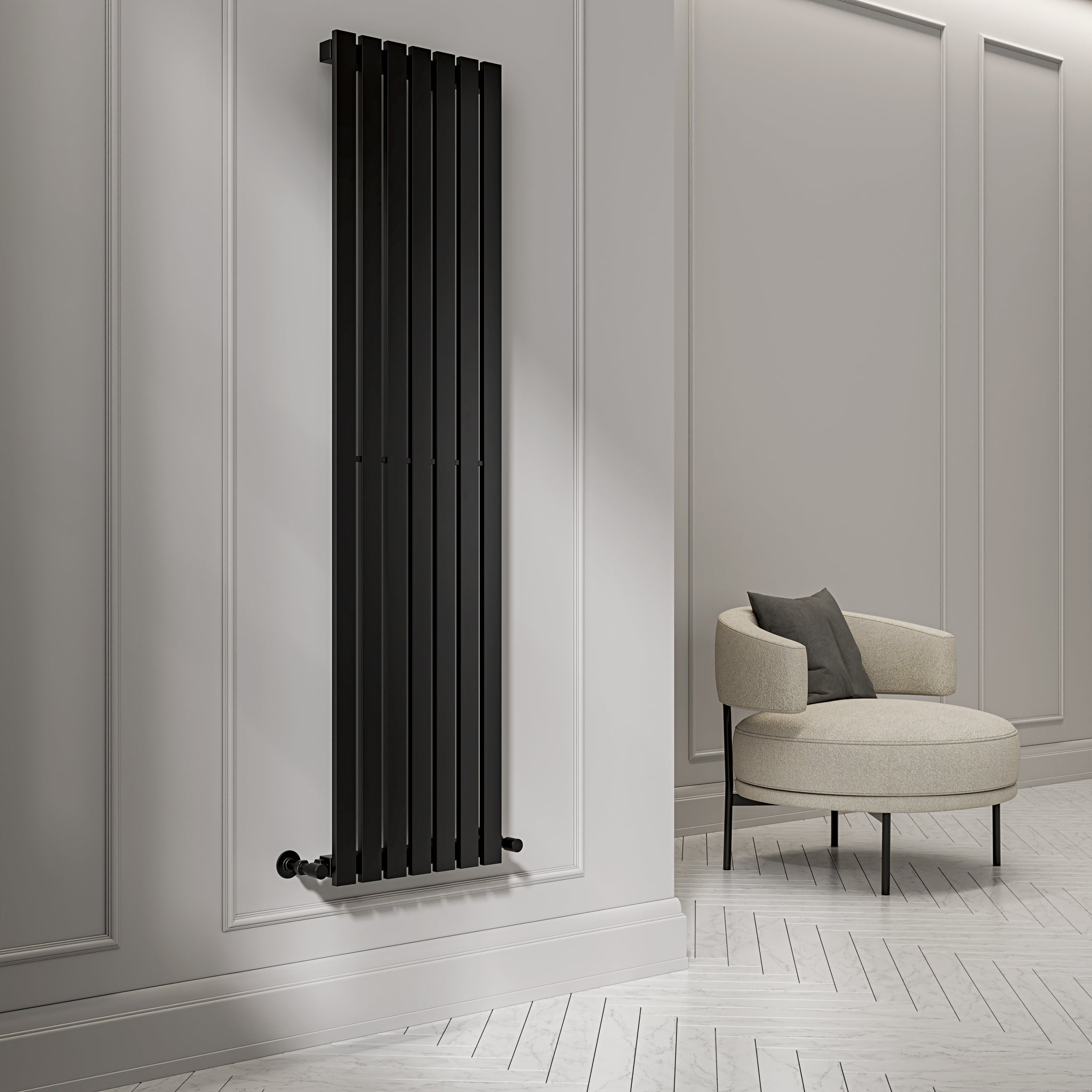 Elias Matte Black Designer Radiator 1500mm