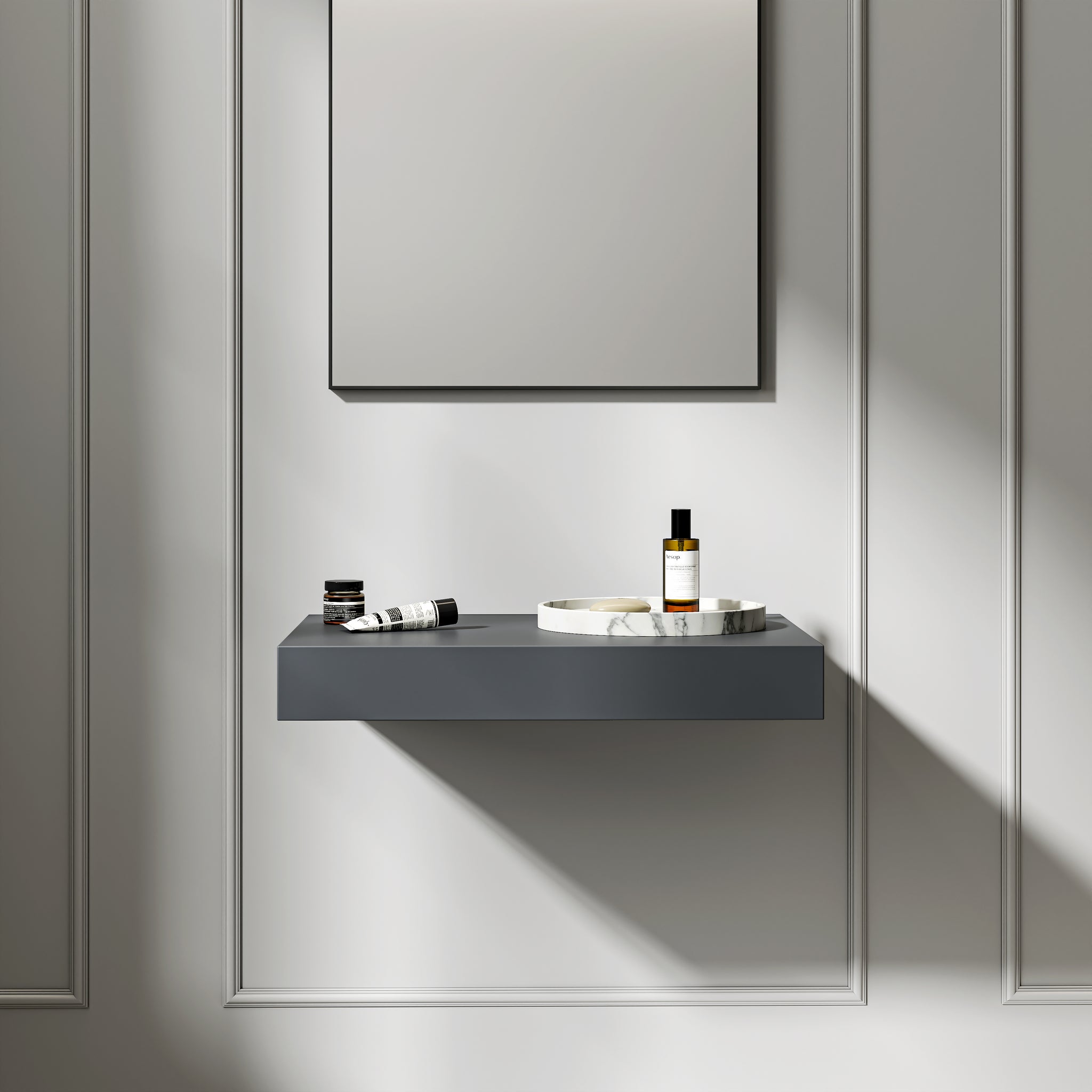 Stone Wall Hung Countertop Basin Shelf (660mm Wide - Slate)