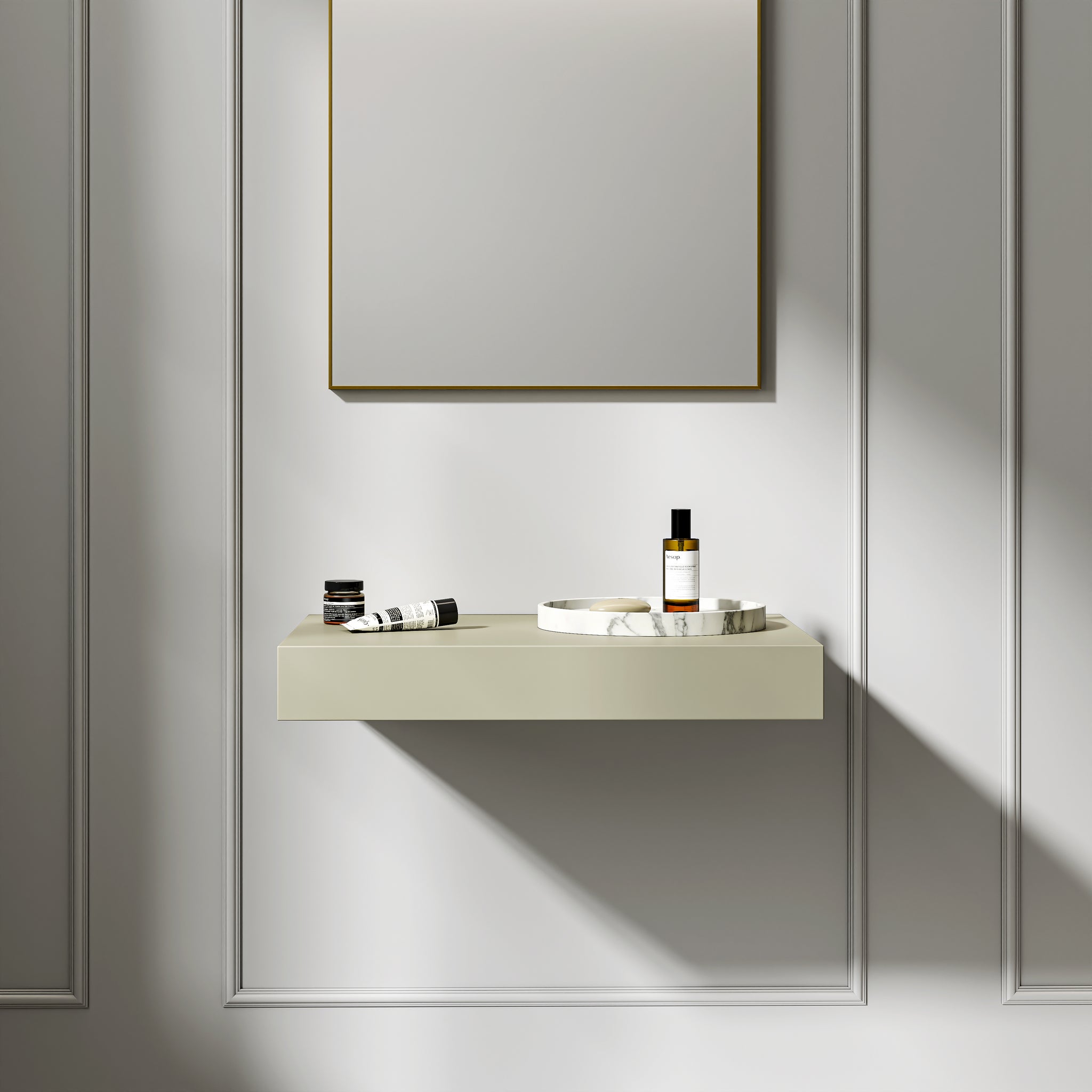 Stone Wall Hung Countertop Basin Shelf (660mm Wide - Sage)