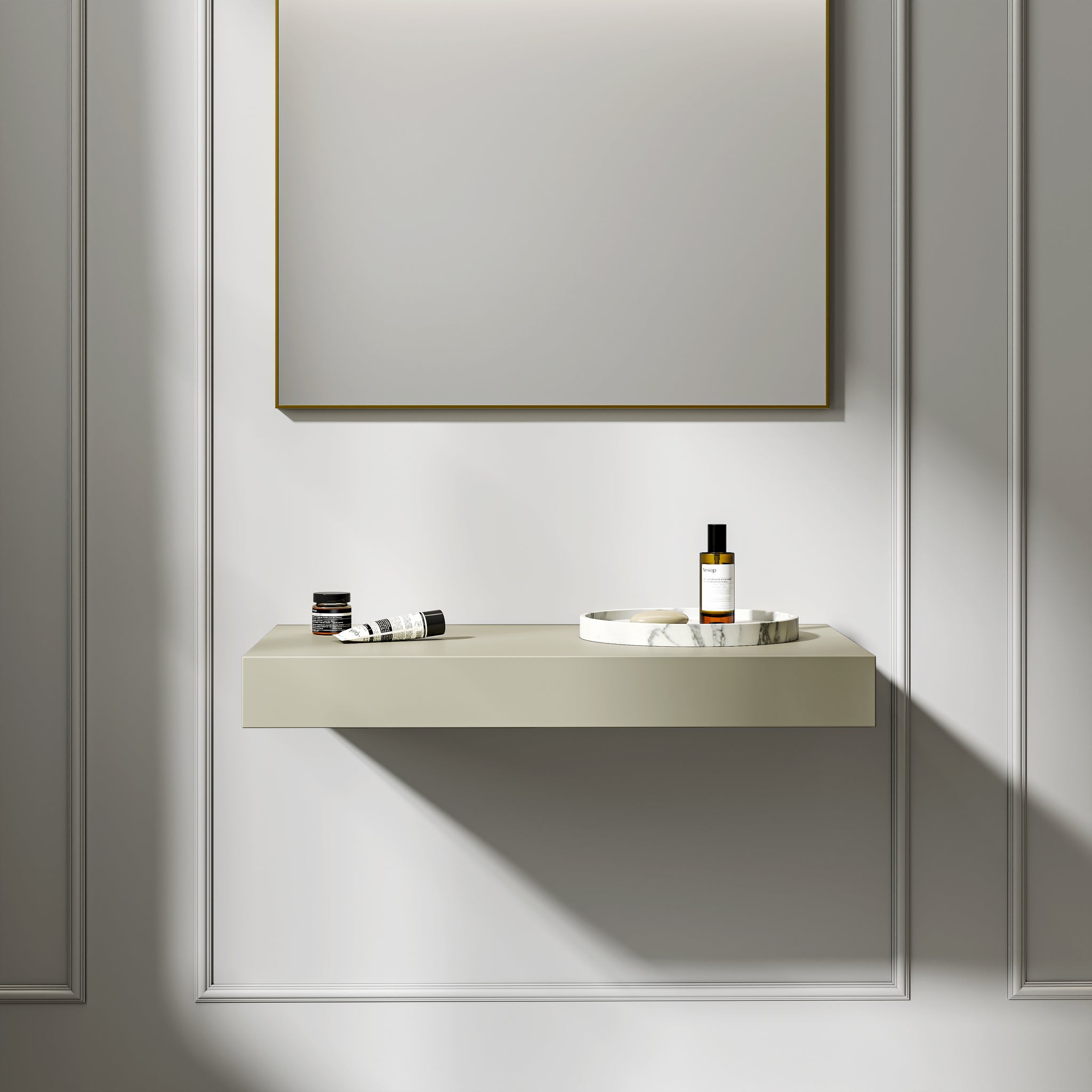 Stone Wall Hung Countertop Basin Shelf (800mm Wide - Sage)
