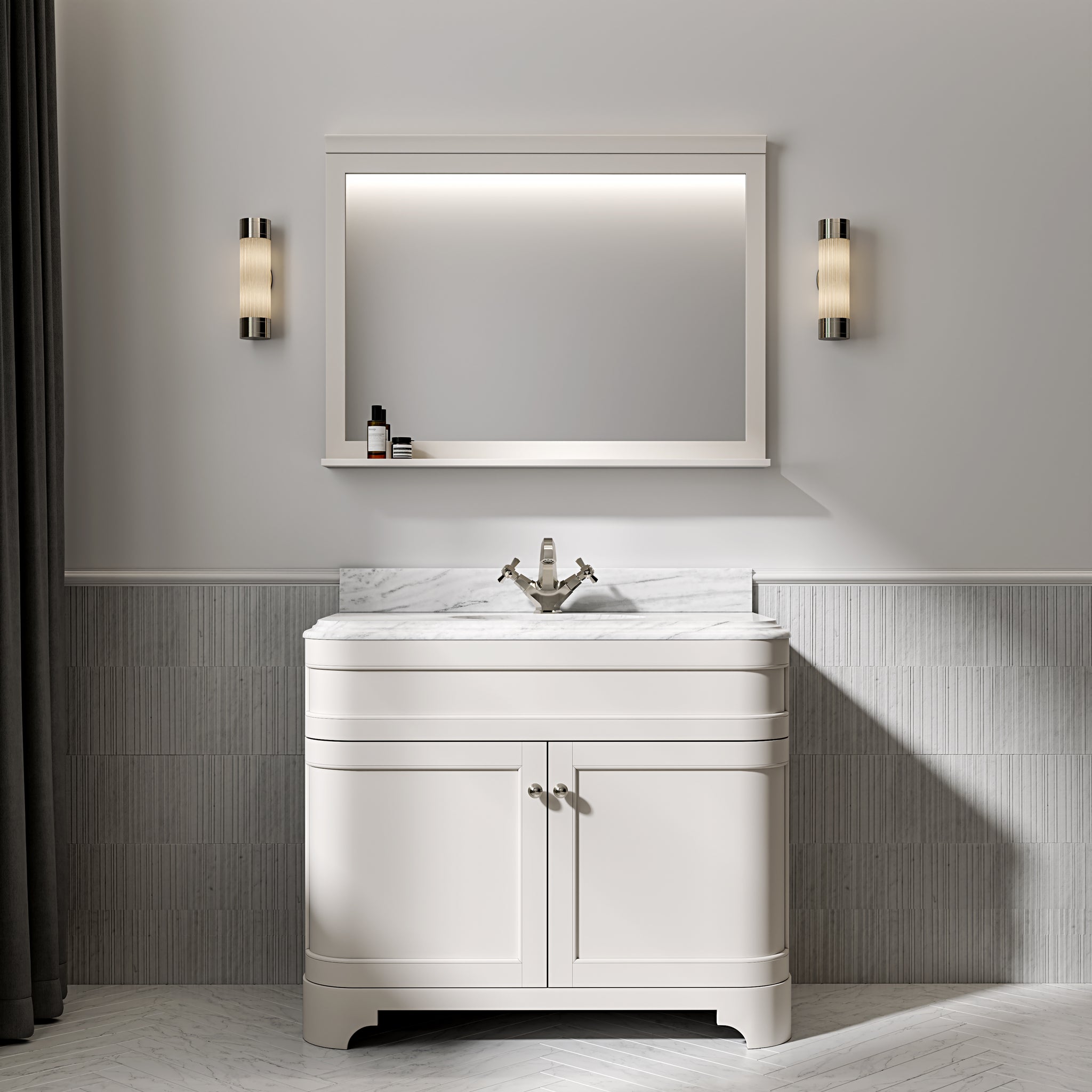 Cobham Carrara Marble Floorstanding Vanity Unit (Matte Cream) 1000mm