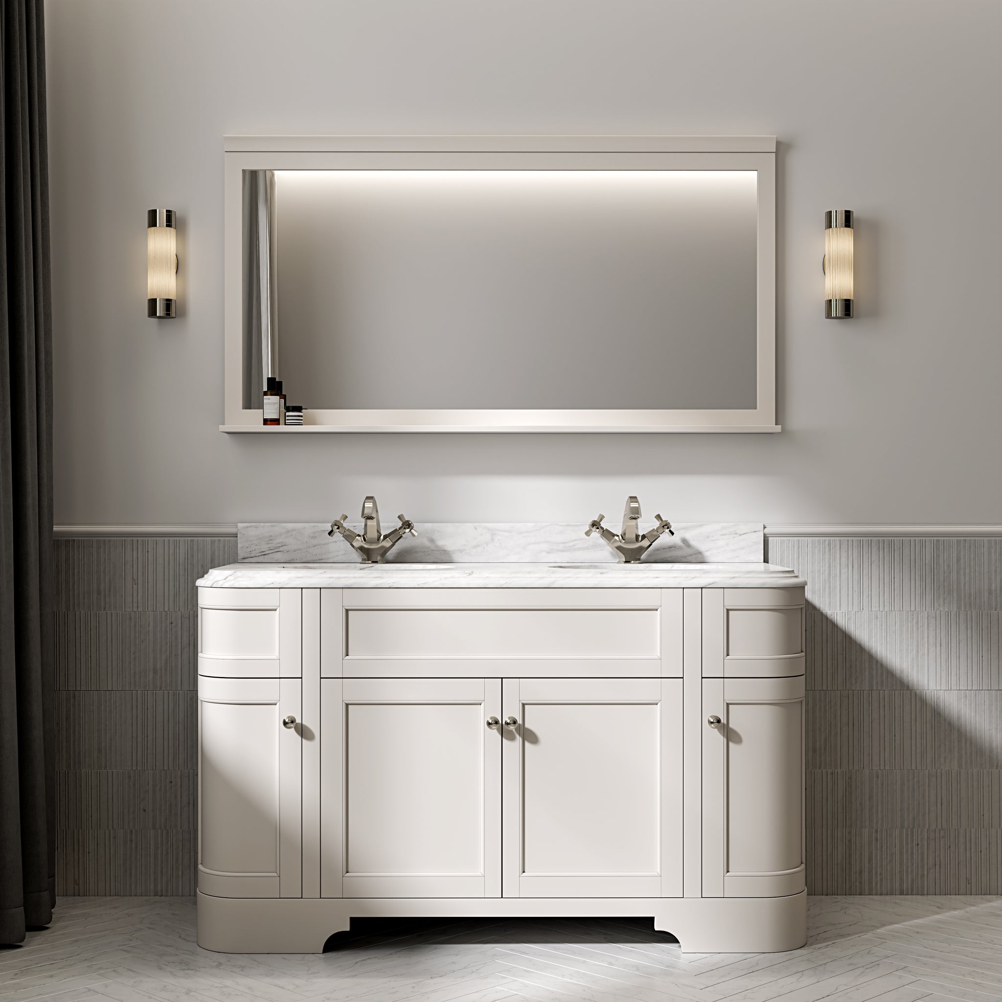 Cobham Carrara Marble Floorstanding Vanity Unit (Matte Cream) 1400mm