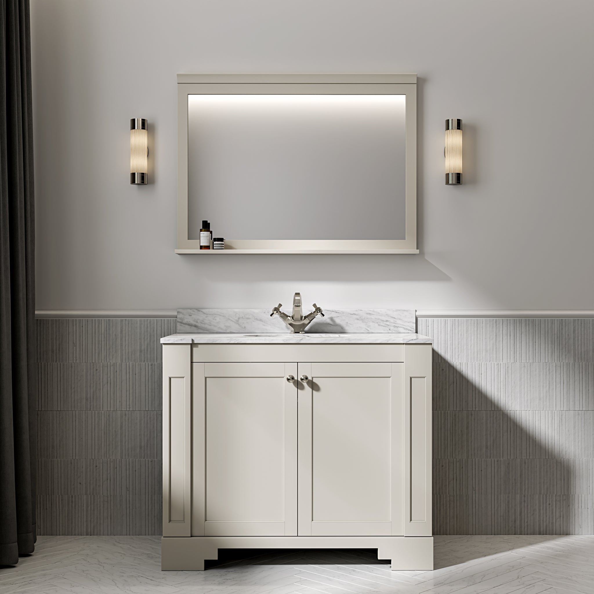 Wentworth Carrara Marble Floorstanding Vanity Unit (Matte Stone) 1000m