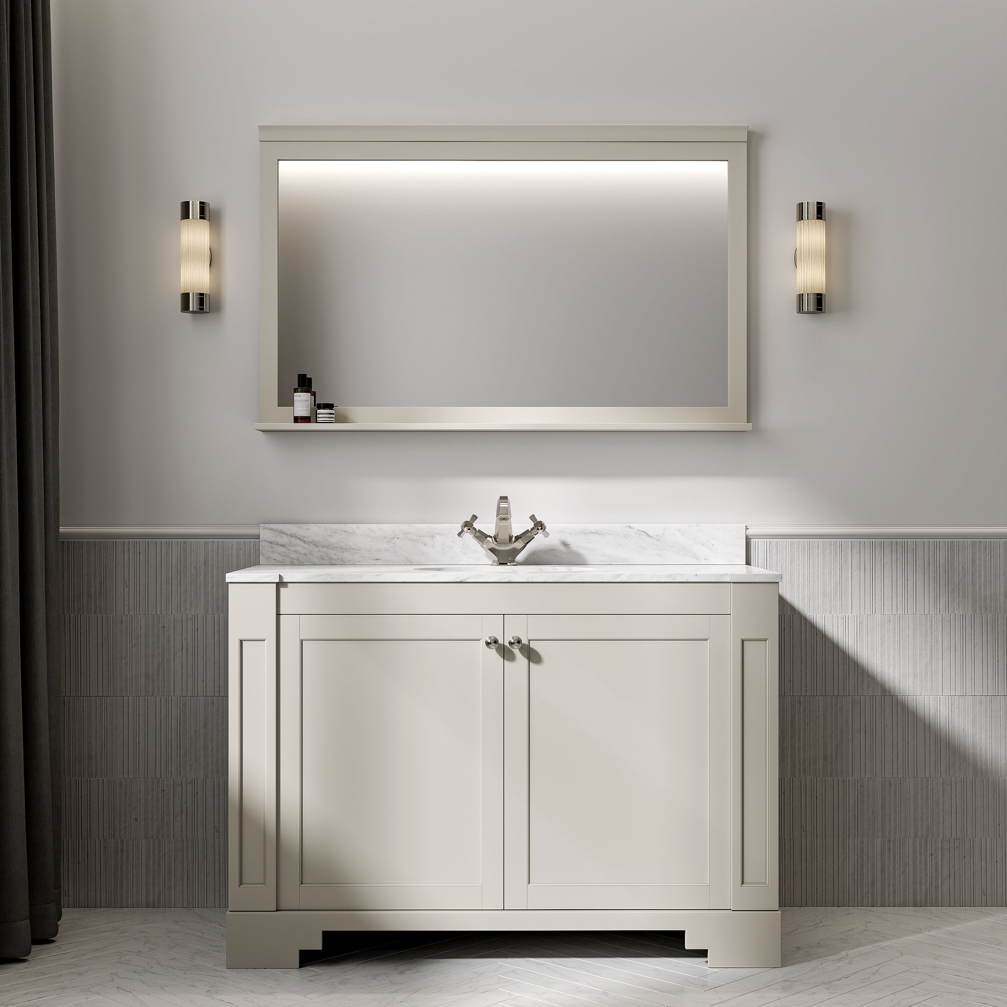 Wentworth Carrara Marble Floorstanding Vanity Unit (Matte Stone) 1200m