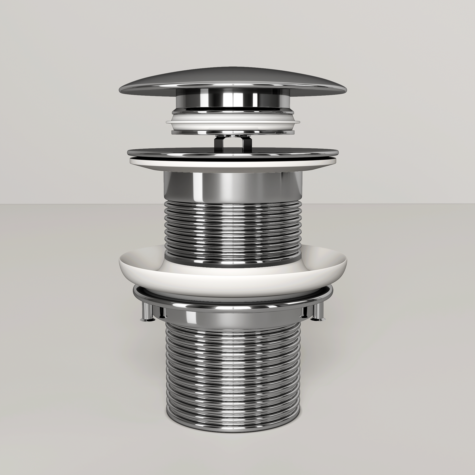 Nuvo Chrome Unslotted Click Clack Basin Waste