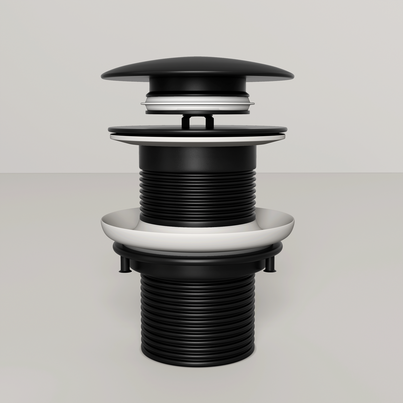 Nuvo Matte Black Unslotted Click Clack Basin Waste