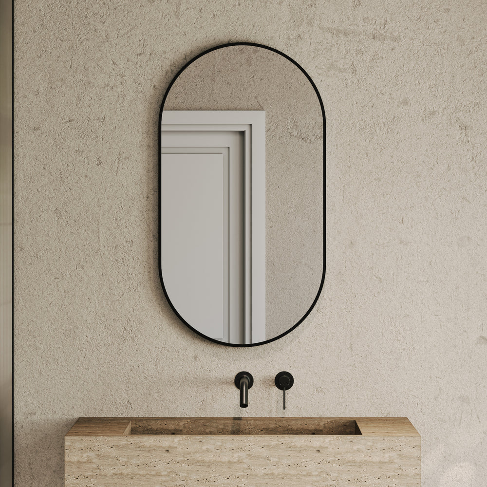 Oval Mirror Black Frame