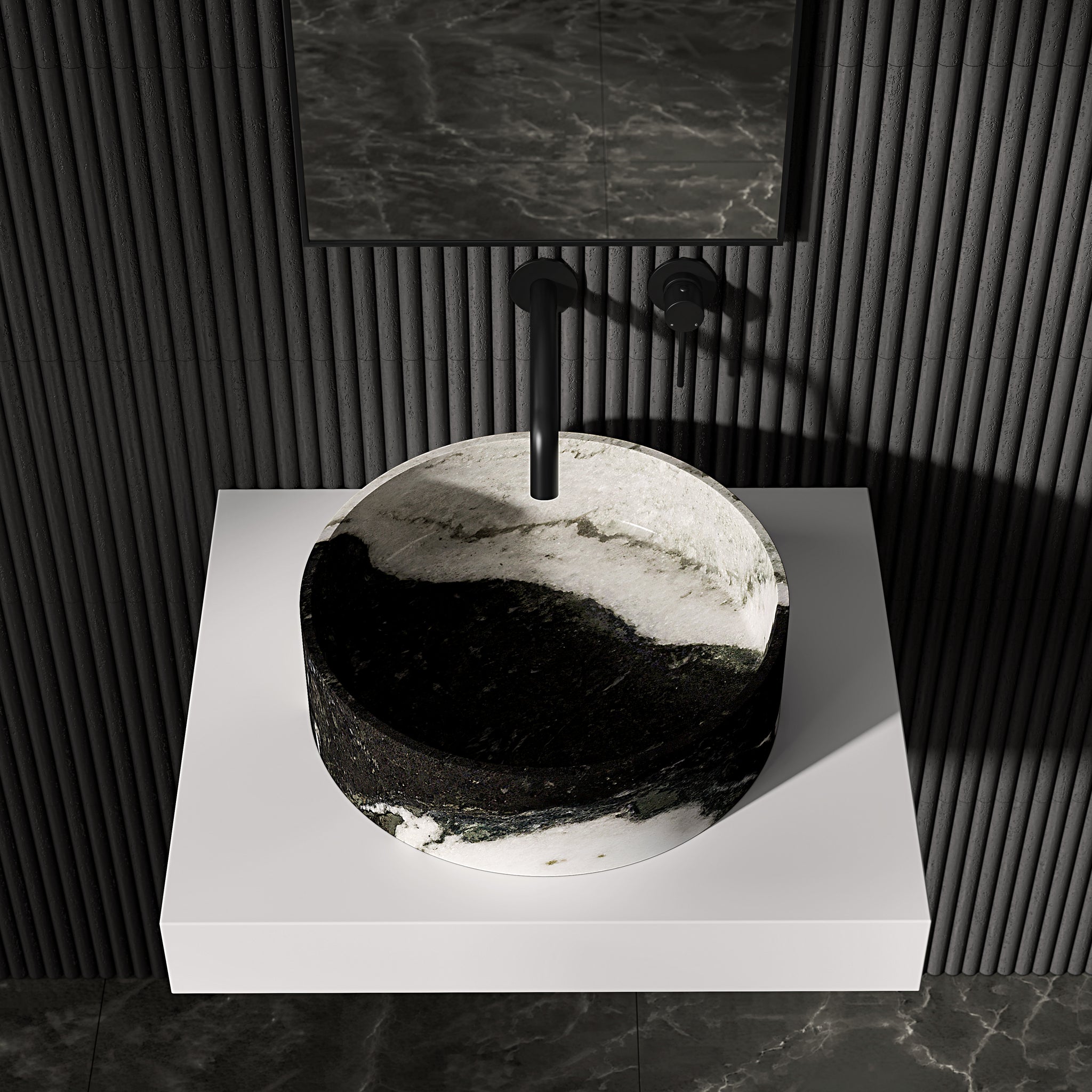 Valle Panda Marble Countertop Basin 400mm