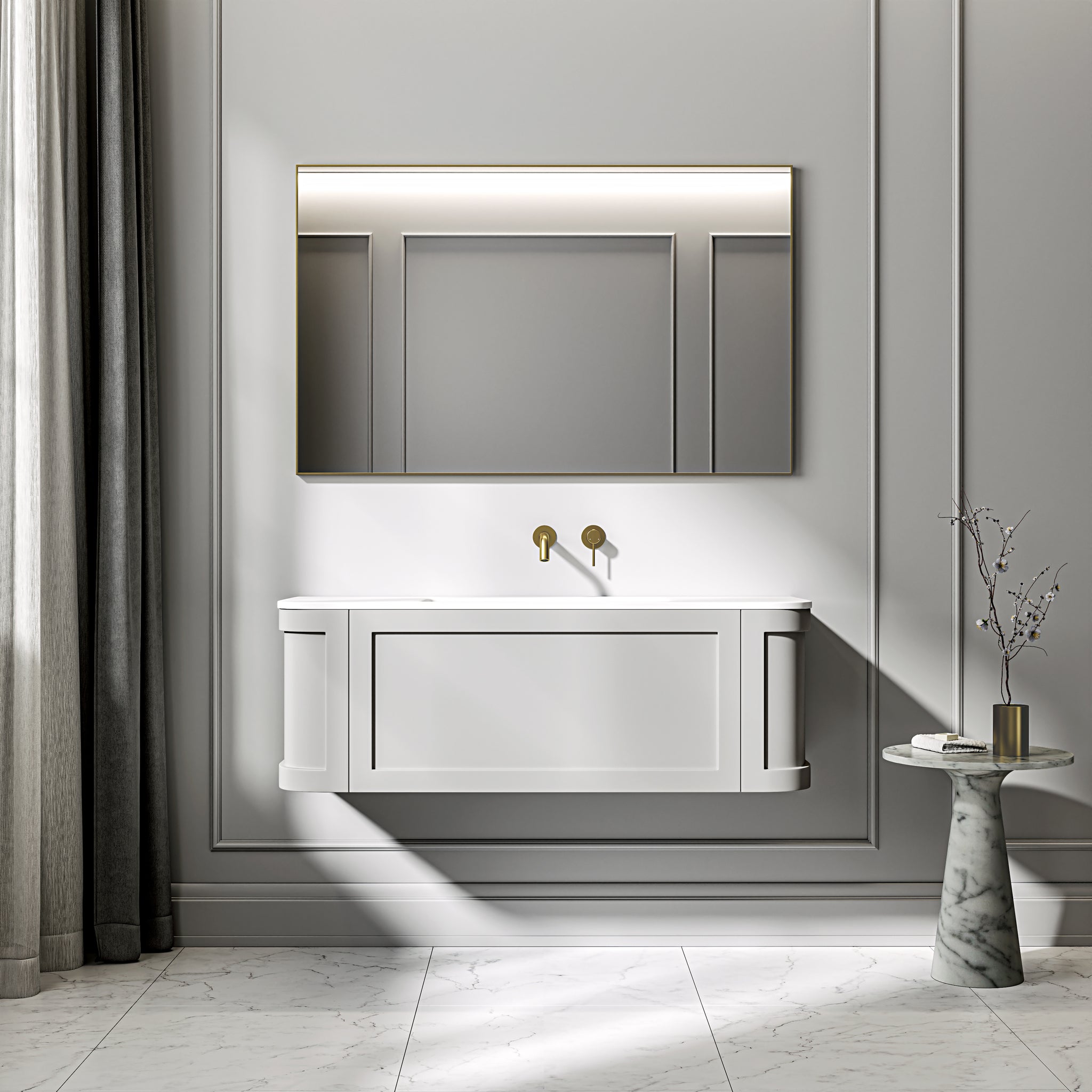 Emory Vanity Unit with Stone Basin (Concrete Grey 1200mm)