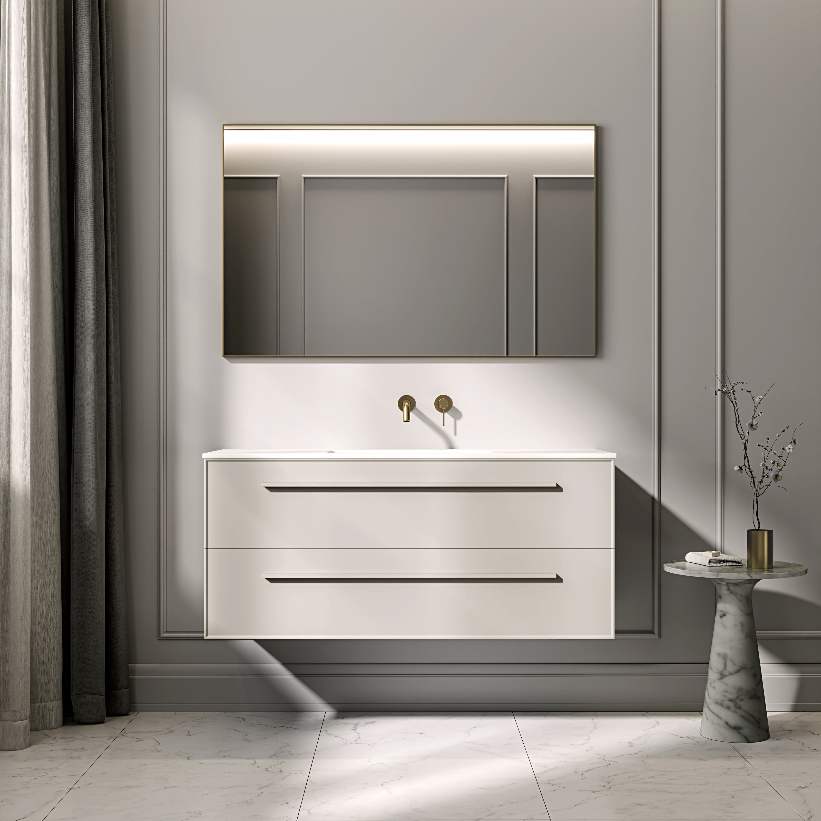 Farringdon Vanity Unit with Stone Basin (Matte Cappuccino 1200mm)