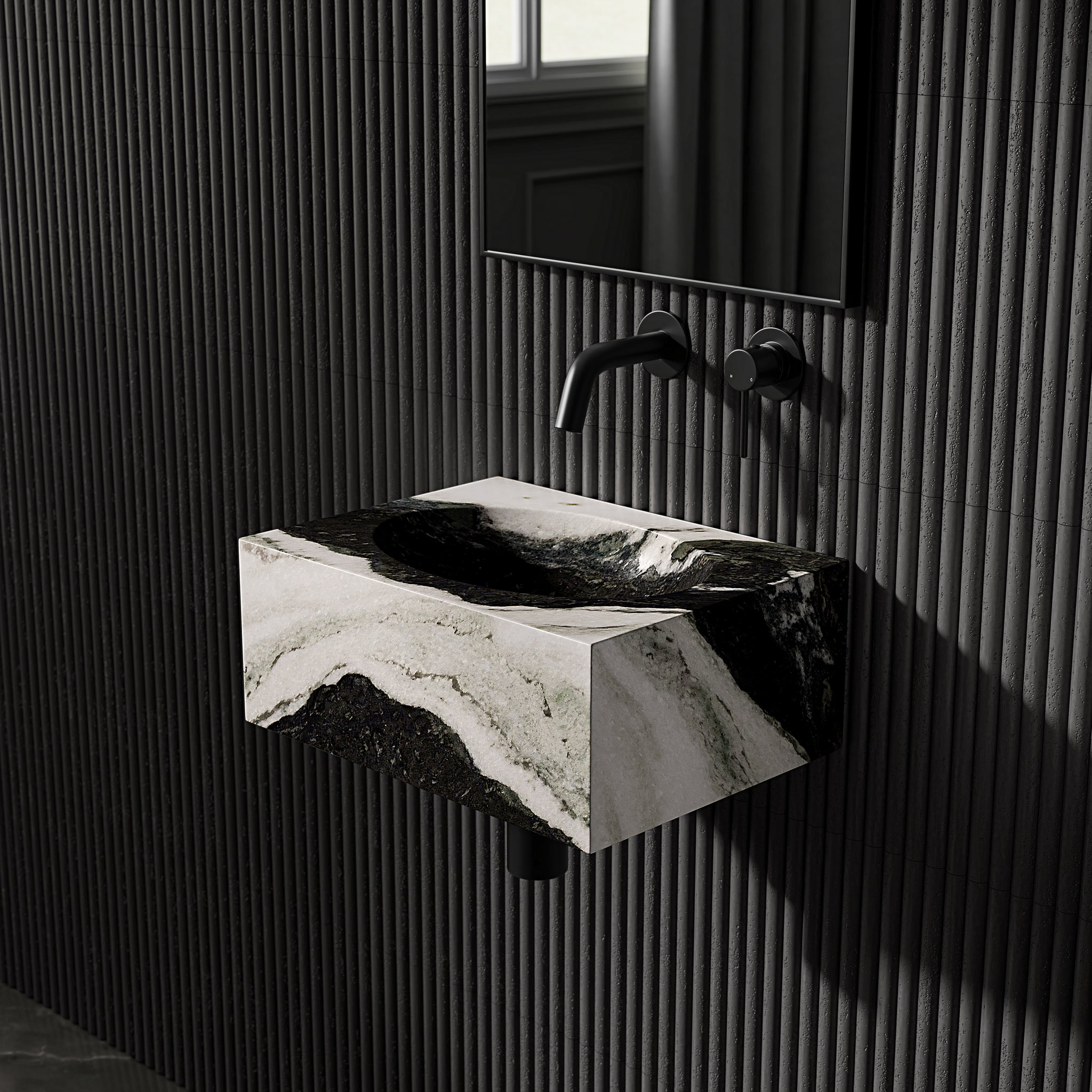 Vienna Panda Marble Wall Hung Basin 400mm