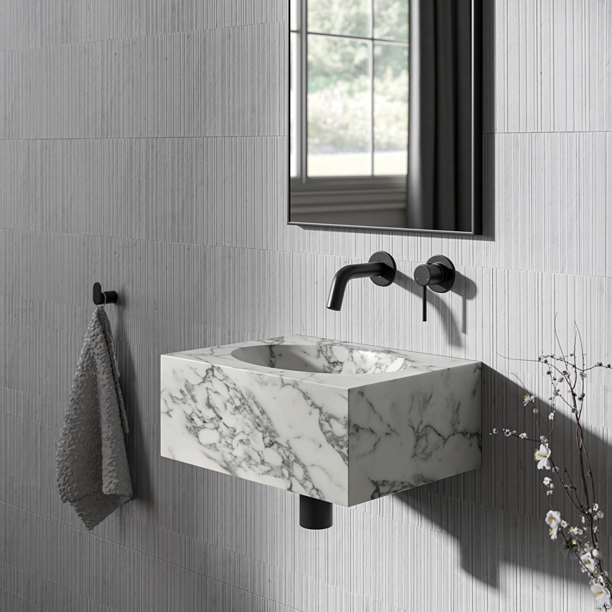 Vienna Arabescato Marble Wall Hung Basin 400mm